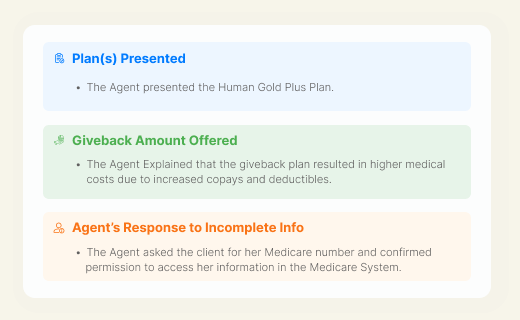 AI-powered call summaries and insights dashboard showing action points ...